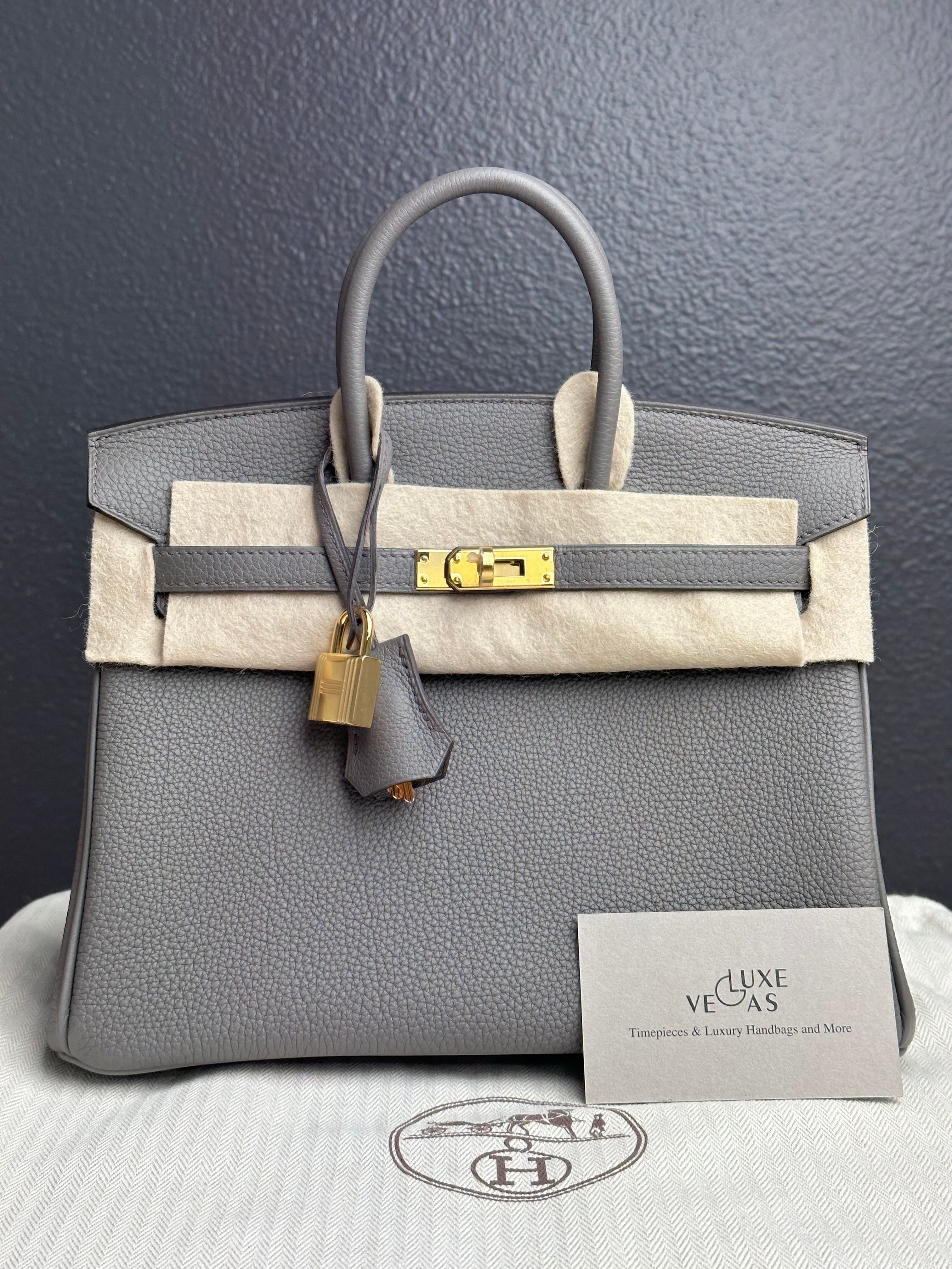 HERMES Birkin 25 Togo Gris Meyer Gold Hardware